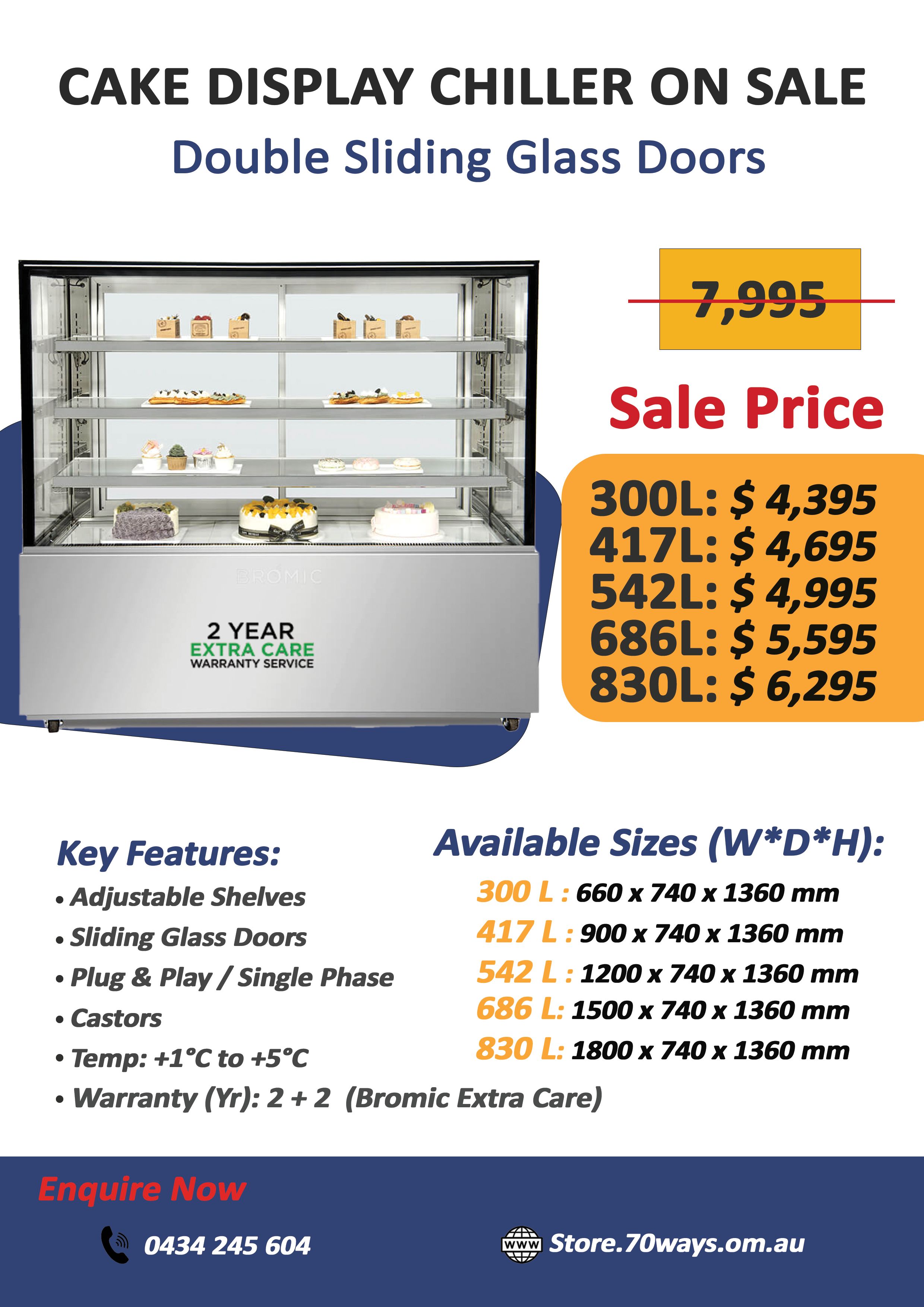 Cake Display Chiller On Sale - Double Sliding Glass Doors – 70 Ways